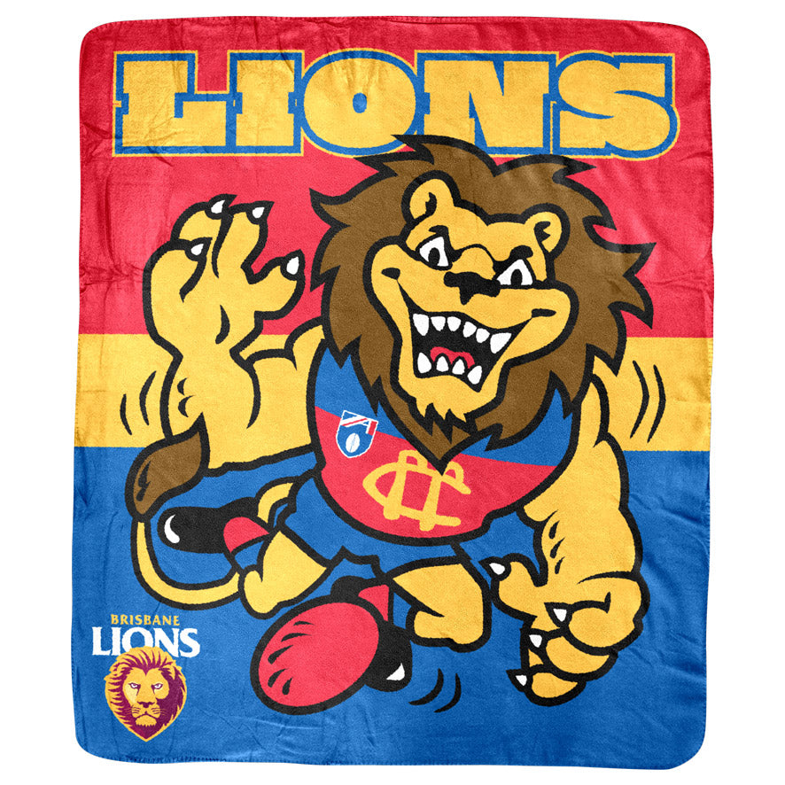 Brisbane Lion Retro Mascot Coral Fleece Throw Rug – The AFL Store
