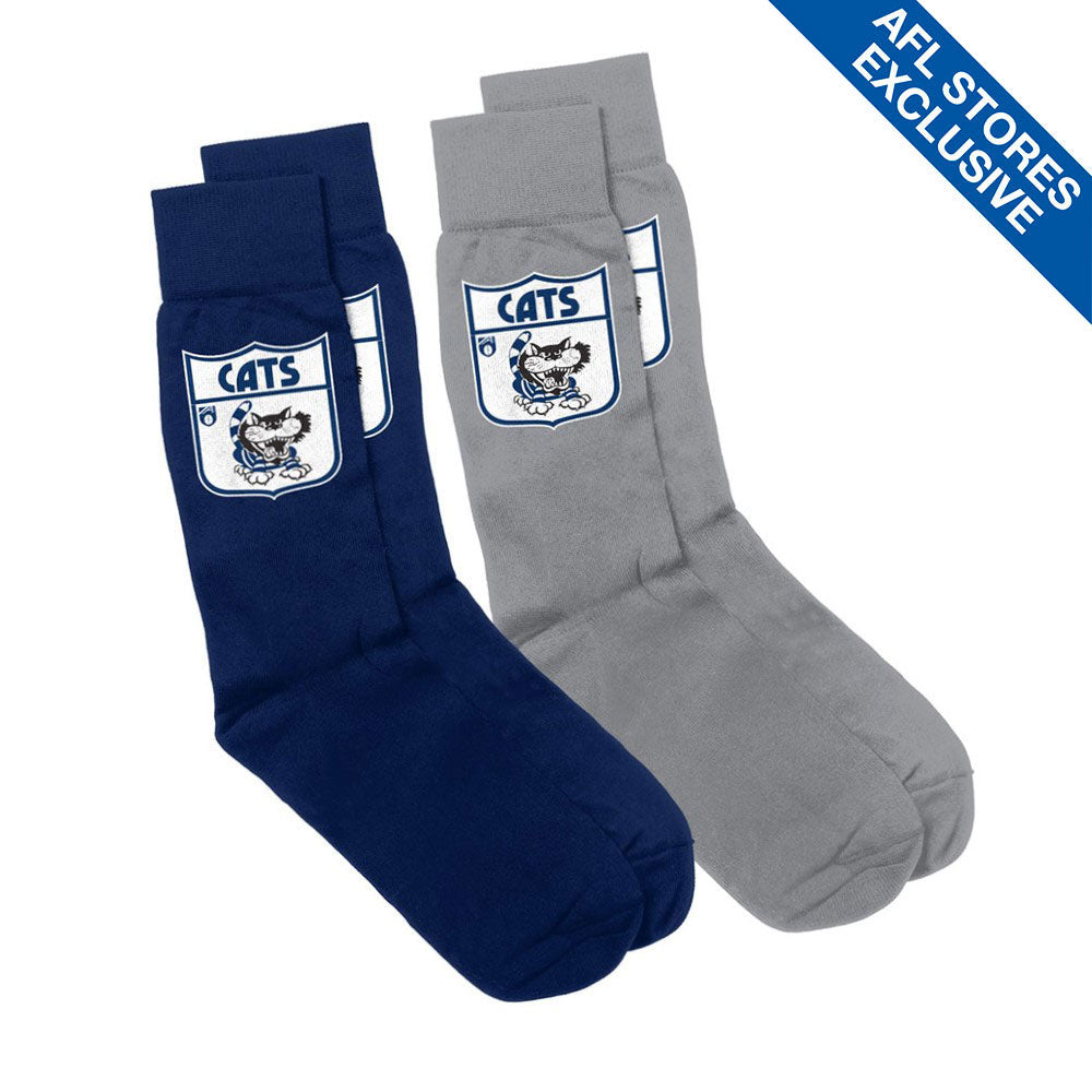 Geelong Cats Socks Twin Pack Retro Socks – The AFL Store