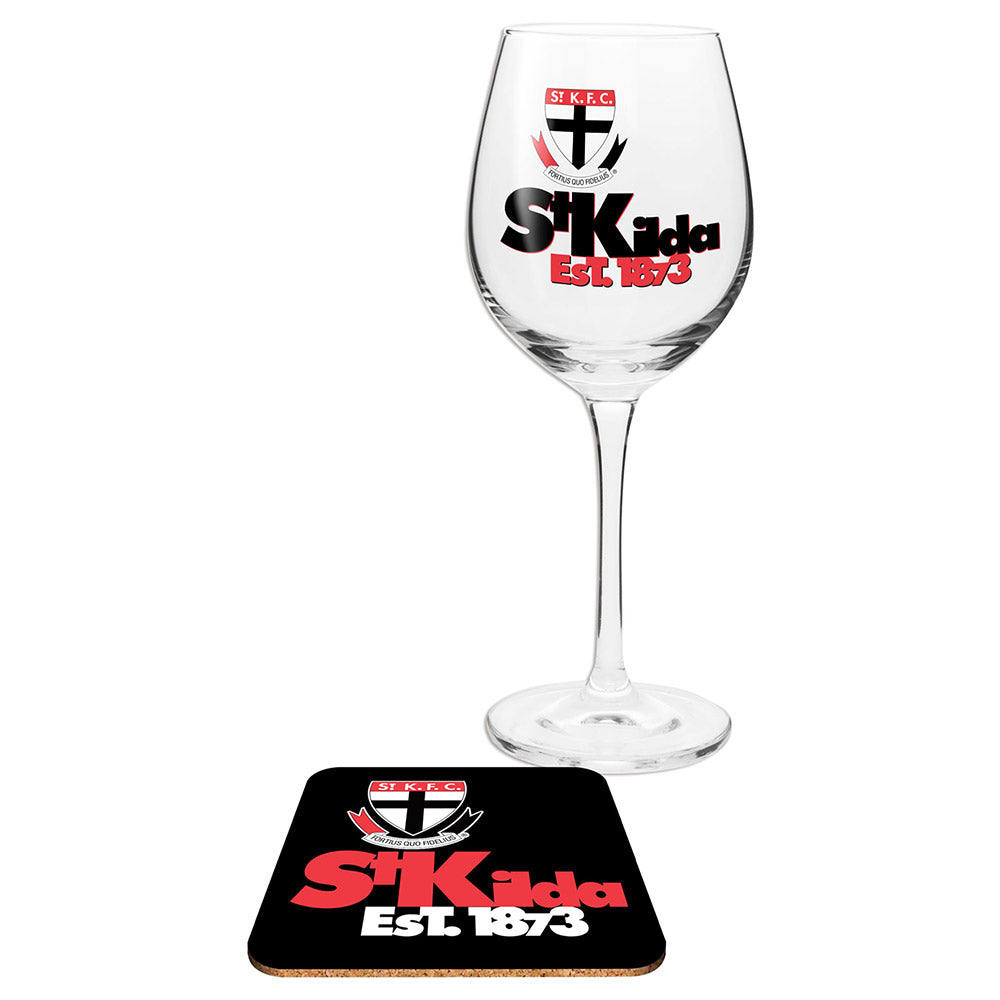 St Kilda Wine Glass And Coaster – The AFL Store