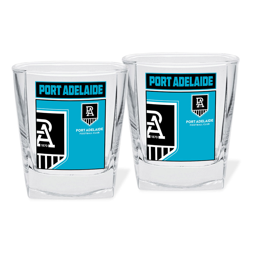 Port Adelaide Set Of 2 Spirit Glasses – The AFL Store