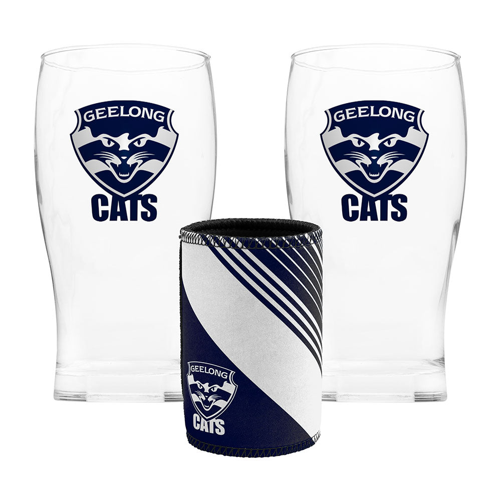 Geelong Cats Set Of 2 Pint Glasses And Can Cooler – The AFL Store