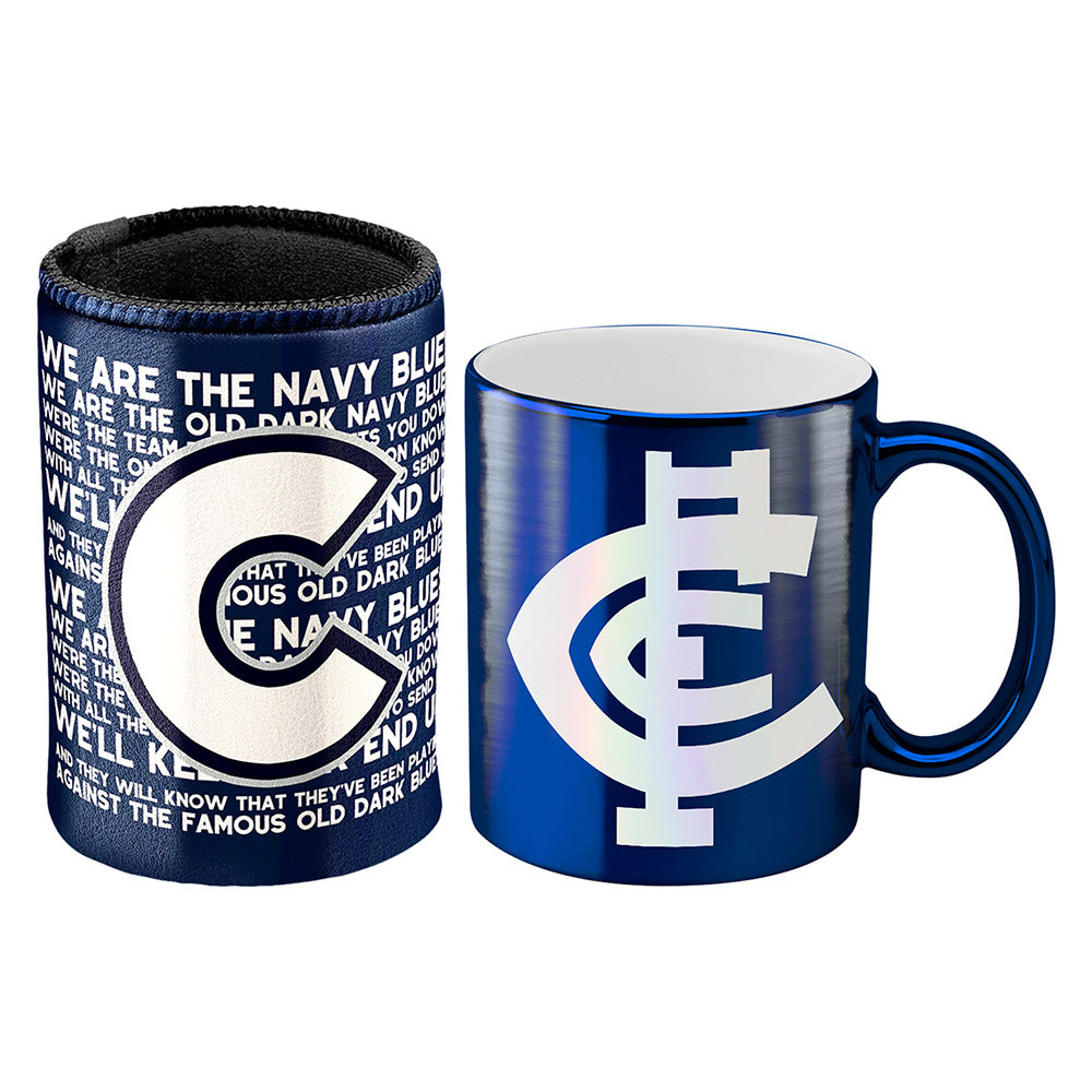 Carlton Metallic Can Cooler And Mug Pack – The AFL Store
