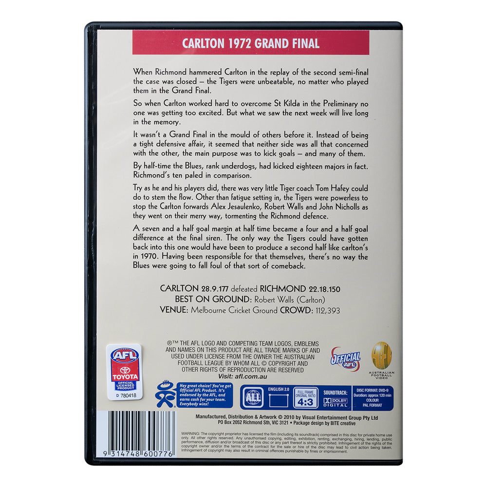 Carlton 1972 Premiers Dvd – The AFL Store