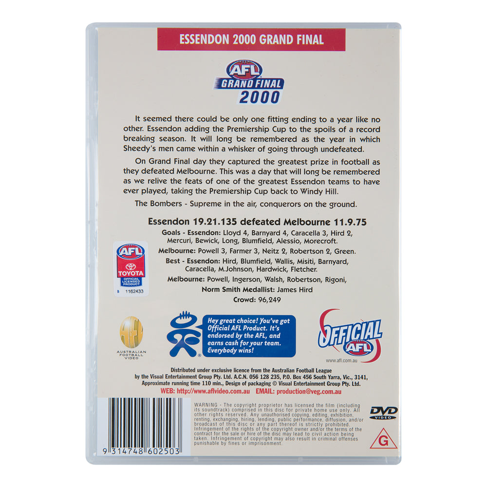 Essendon 2000 Premiers Dvd – The AFL Store